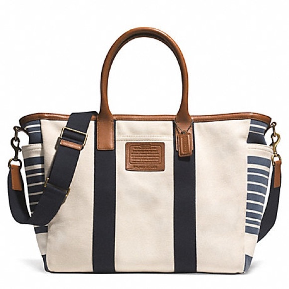 Coach | Bags | Rare Coach Heritage Vintage Stripe Canvas Beach Totes ...